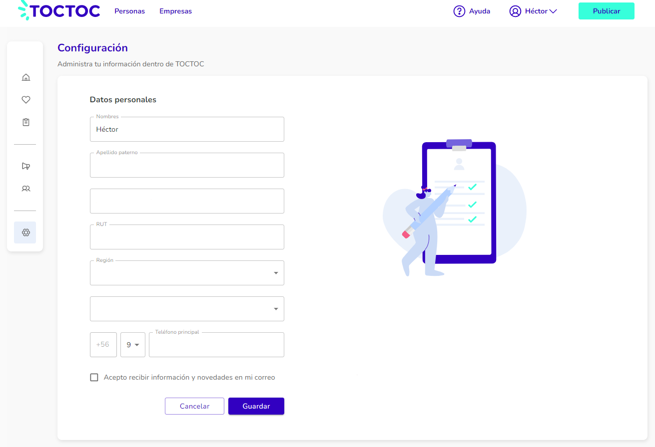 ¿Cómo edito los datos de contacto de mi cuenta TOCTOC? – TOCTOC